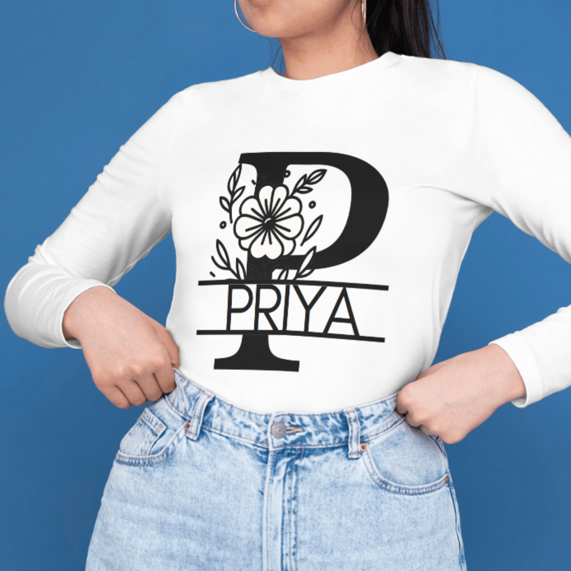 Floral Alphabet SVG Files: Wavey Split Monogram (digital Download) - Etsy