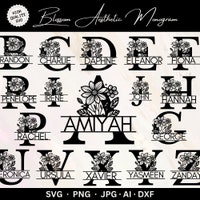 Daisy Monogram SVG Files Bundle, Floral Letter SVG Set, Monogram Letter ...