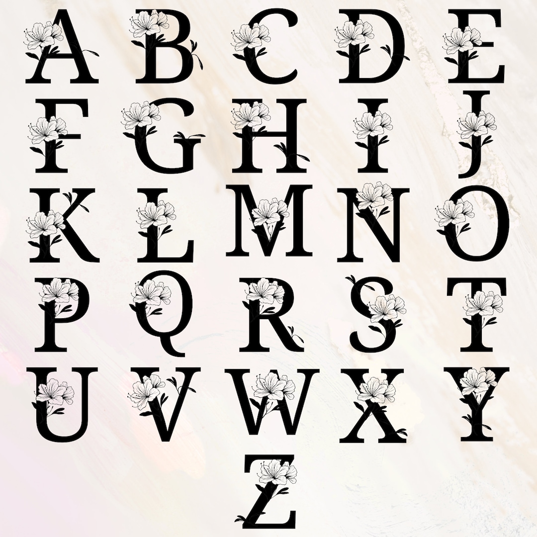Flower Letter SVG Files Bundle, Floral Letter Graphic SVG Files Set, Floral Alphabet Clipart ...