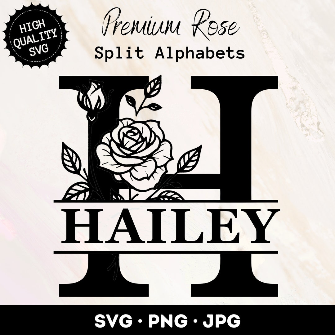 Premium Rose Monogram SVG Files Bundle, Wedding Monogram SVG Set, Split ...
