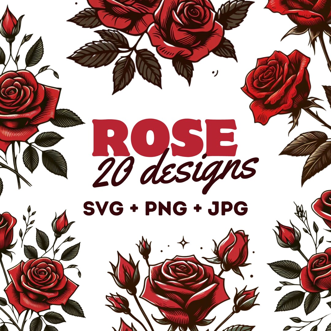 Roses SVG Files Bundle, Wedding Red Rose SVG Set, Bouquet SVG Bundle ...