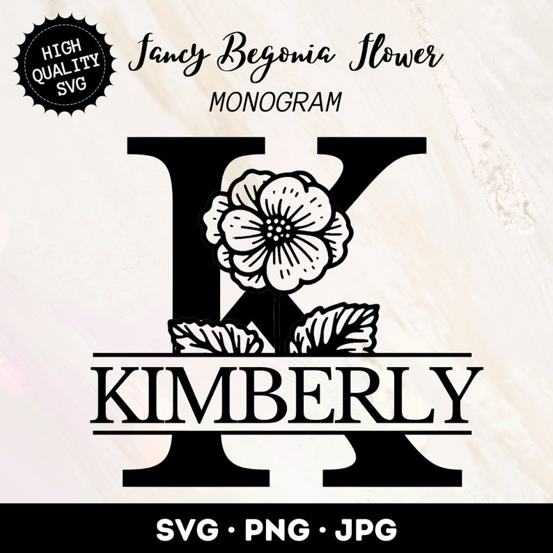 Fancy Begonia Spilt Monogram SVG Files Bundle, Wedding Monogram SVG ...
