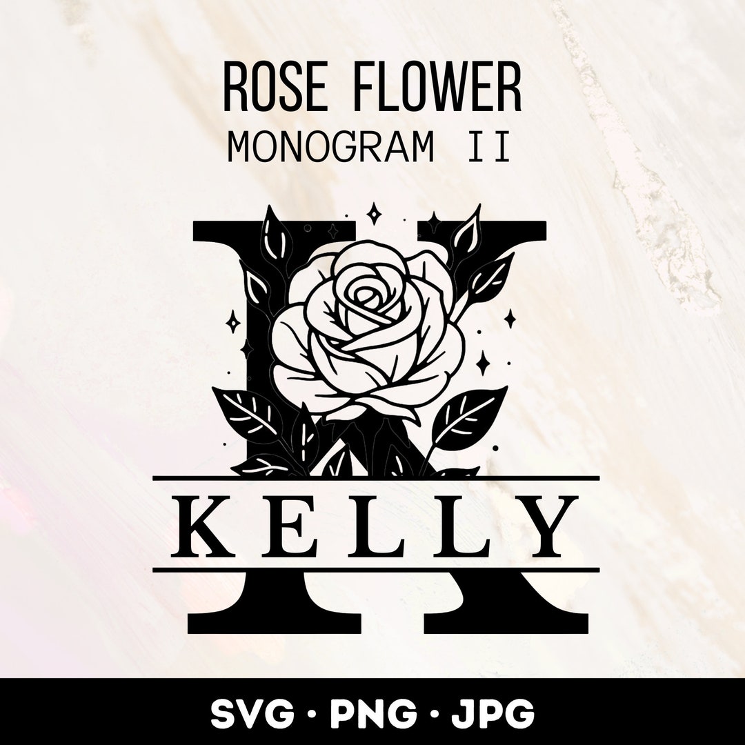 Rose Monogram SVG Files Bundle, Wedding Floral Alphabet PNG Set, Roses ...