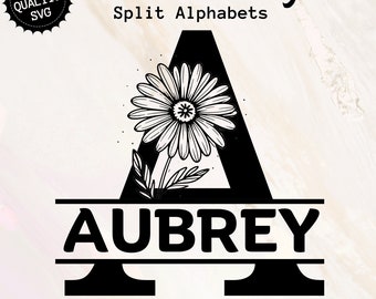 Daisy Monogram SVG Files Bundle, Floral Letter SVG Set, Monogram Letter ...