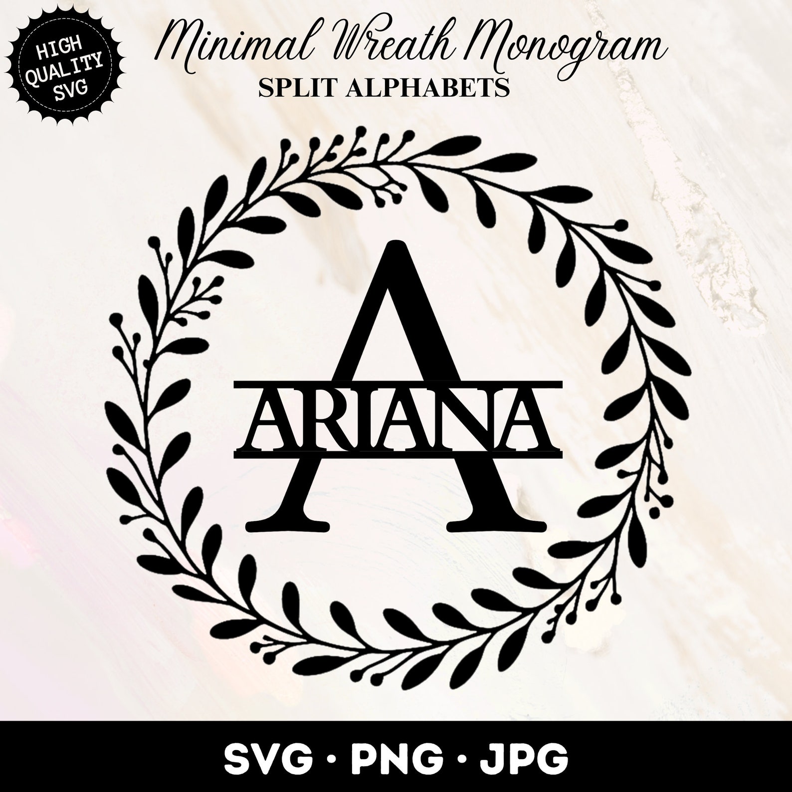 Modern Wreath Monogram SVG Files Bundle, Wreath Alphabet SVG ...