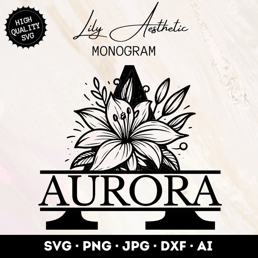 Aesthetic Lily Alphabet Monogram SVG Files, Water Lily Letter PNG Set ...