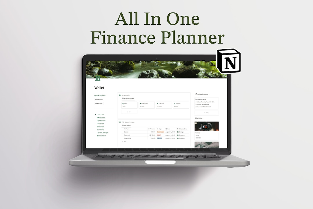 All in One Notion Financial Planner | Green Aesthetic - Etsy