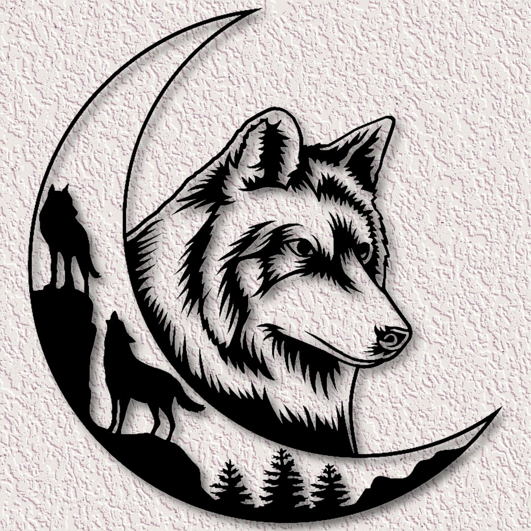 Wolf Wall Art Howling Wolf Wall Decor Wolves Home Decor Spirit Animal ...
