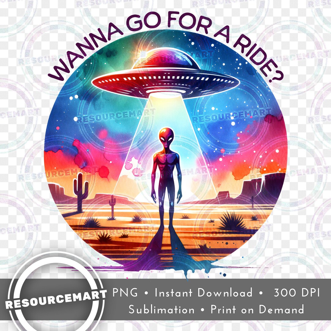 Alien UFO wanna Go for a Ride PNG Graphic File, Print on Demand Tote ...