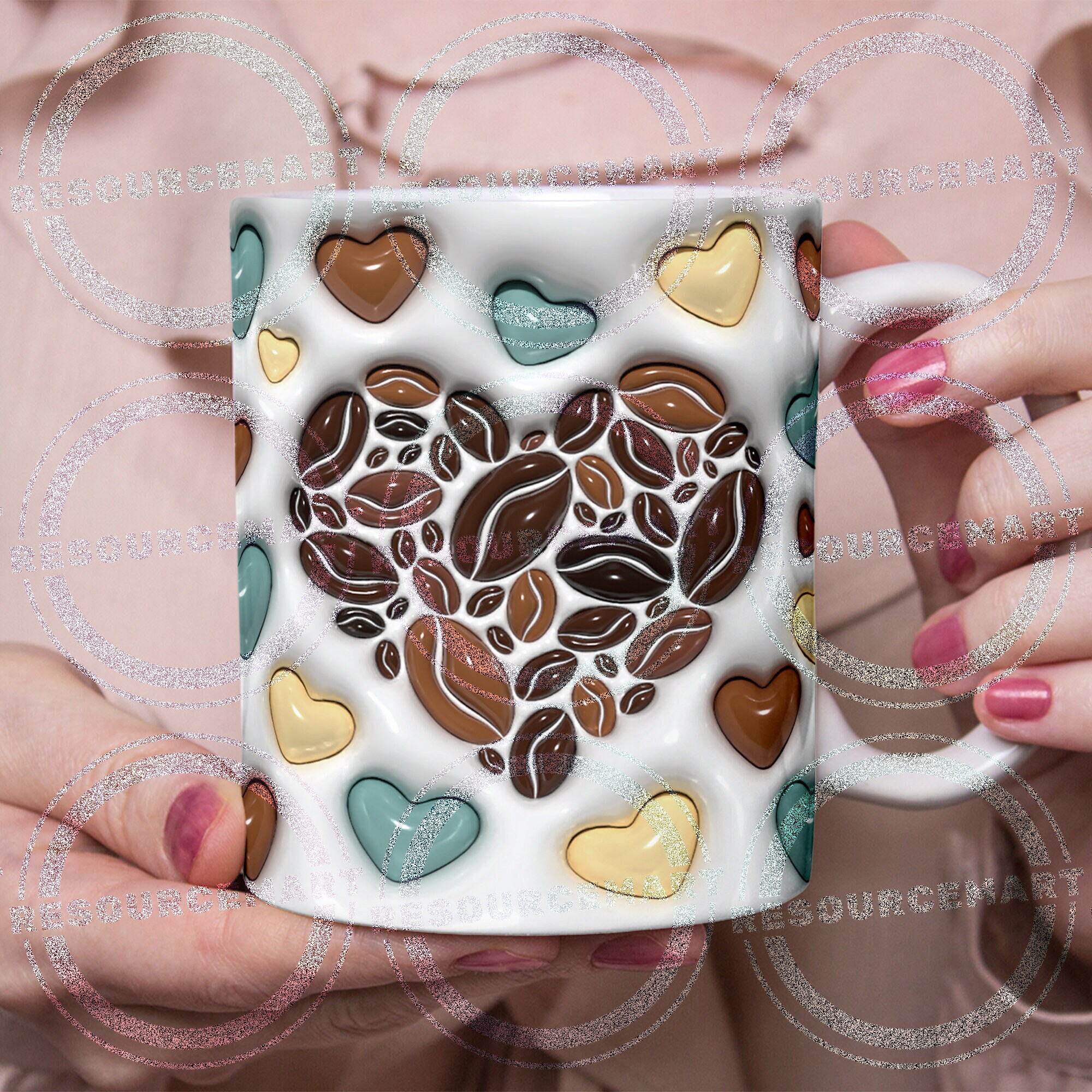 Coffee Love 3D Inflated Mug Wrap Design, 11oz 12 Oz & 15 Ounce ...