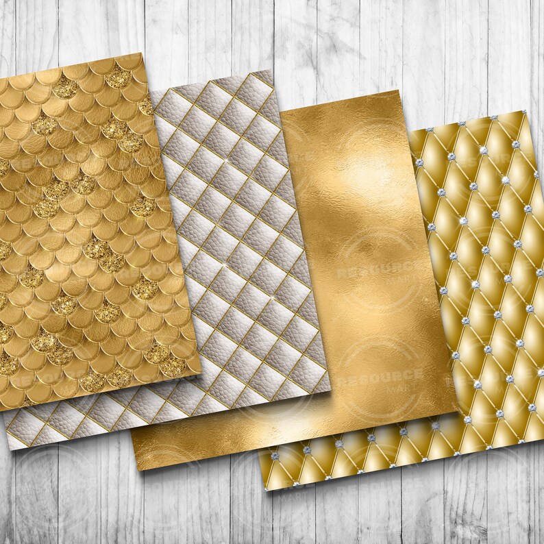 Luxury Glam Digital Paper, Gold Scrapbook Paper Printable Seamless ...