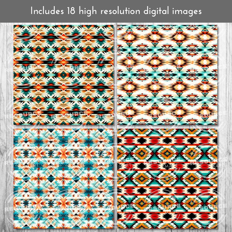 Seamless Southwestern Digital Paper, Western Patterns, Aztec Navajo ...