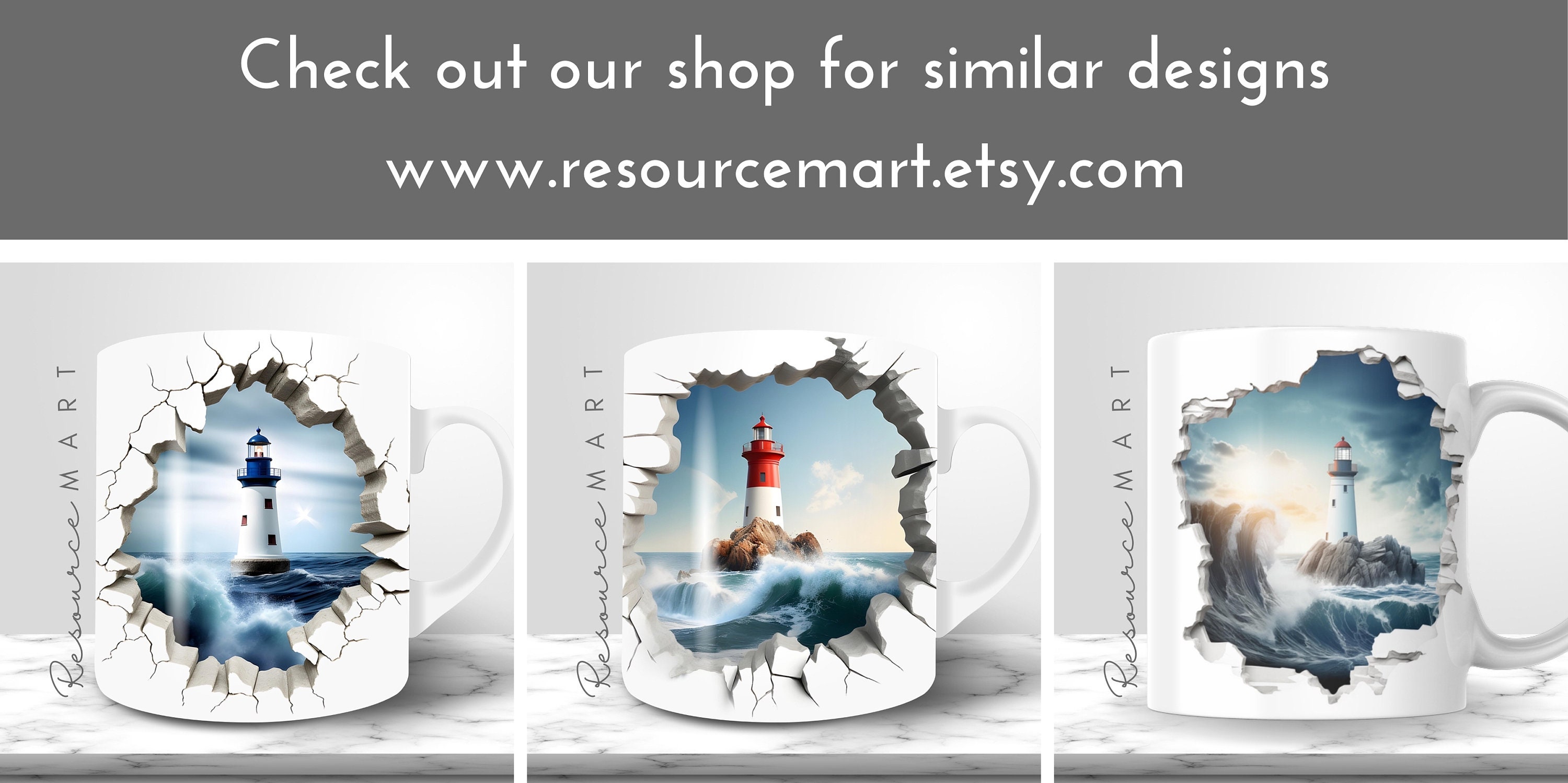 3D Lighthouse Mug Wrap, 11oz 12 Oz 15 Oz Mug Press Template, Hole in a ...