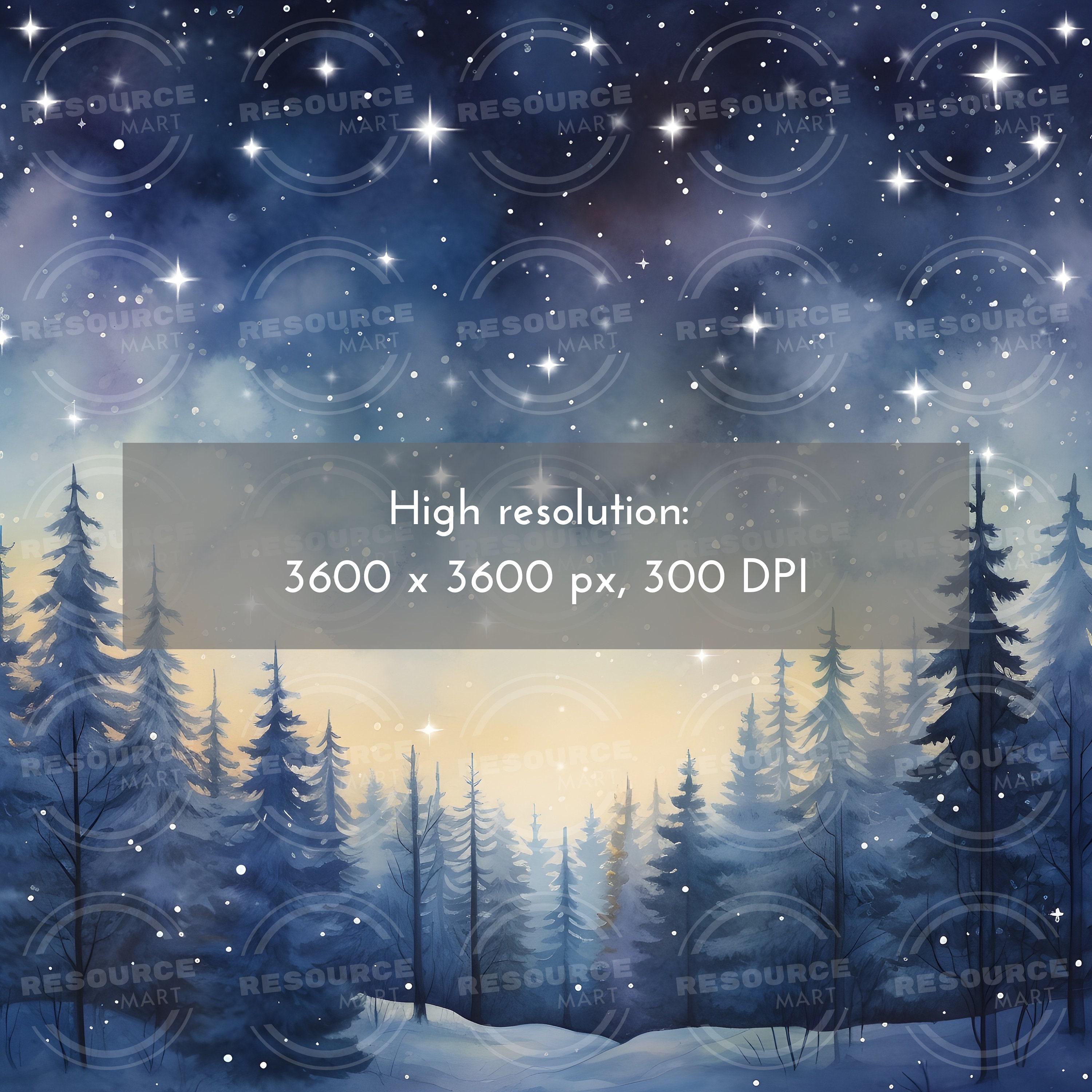 Watercolor Forest Winter Digital Paper, Printable Scrapbook Paper Snow ...