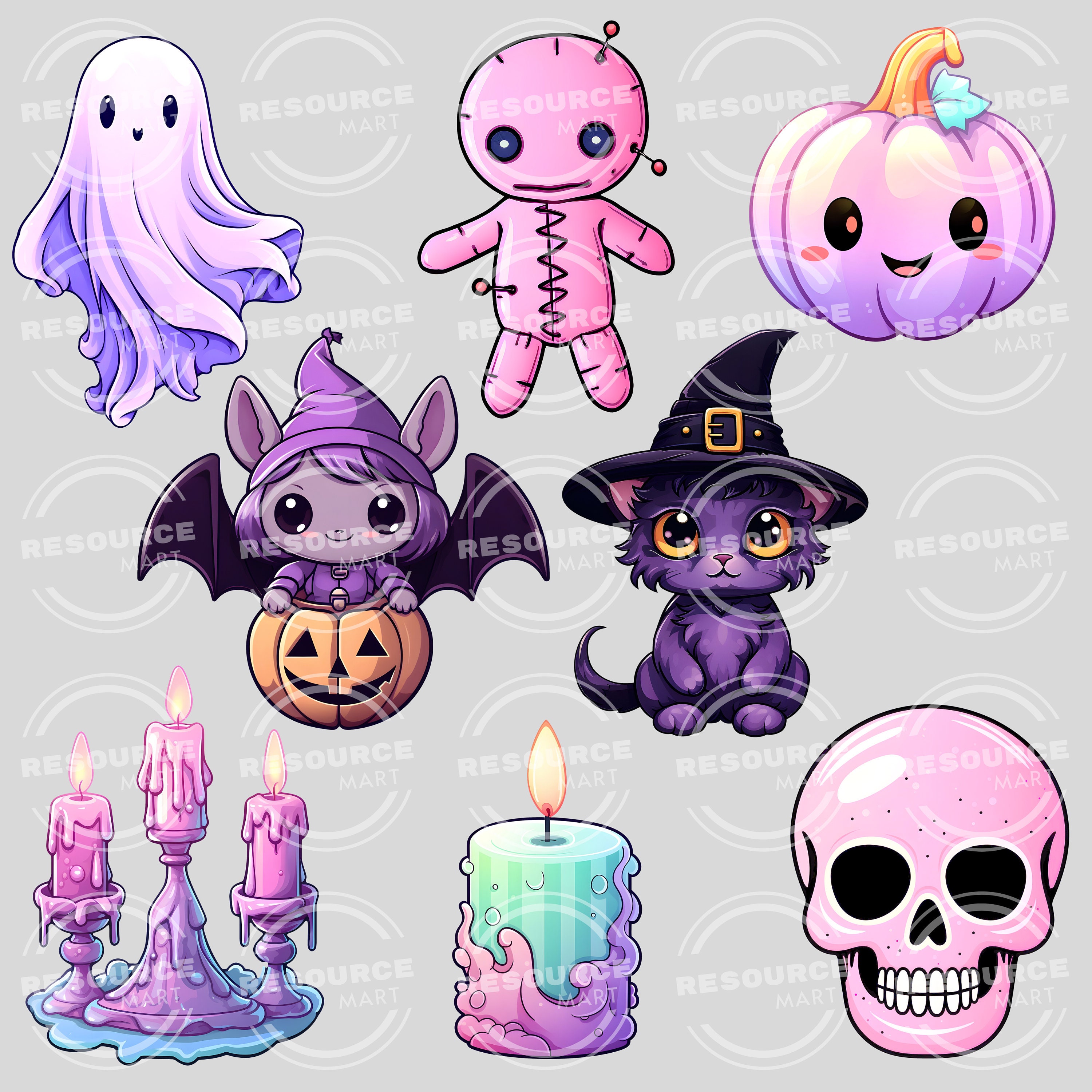 Pastel Halloween Clipart Transparent PNG, Pastel Goth Clip Art Cute ...