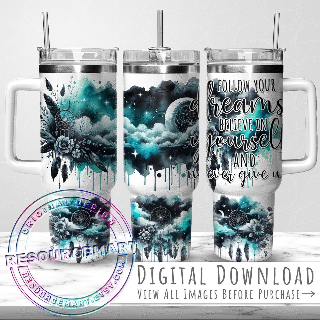 Seamless 40oz Tumbler Wrap Design, 40 Ounce Stanley Quencher Handle Cup ...