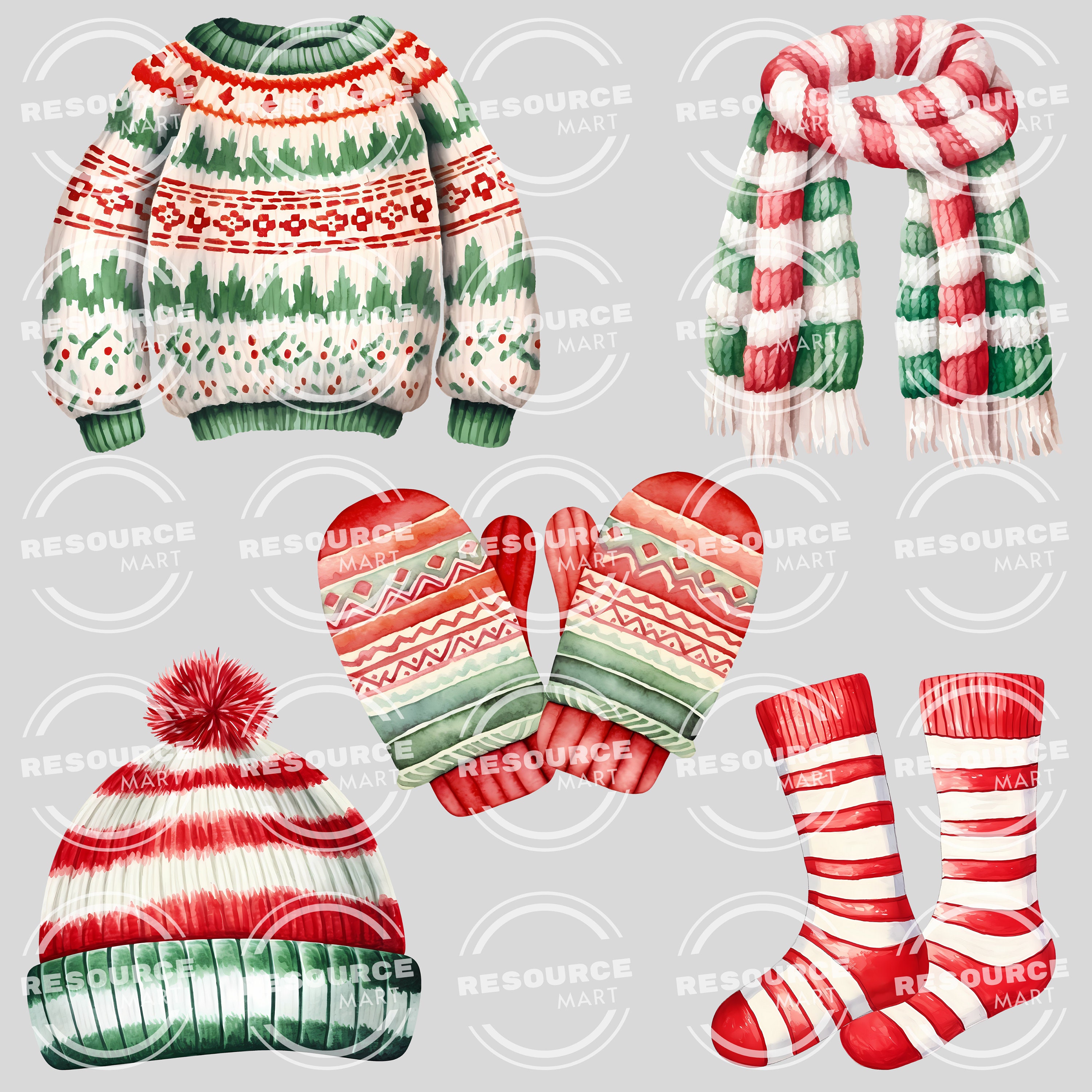 Cozy Christmas Clip Art Transparent PNG, Winter Holiday Clipart, Candy ...