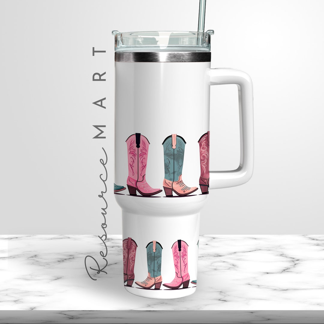 40oz Country Cowgirl Boots Tumbler Wrap Press 40 Oz Stanley Quencher
