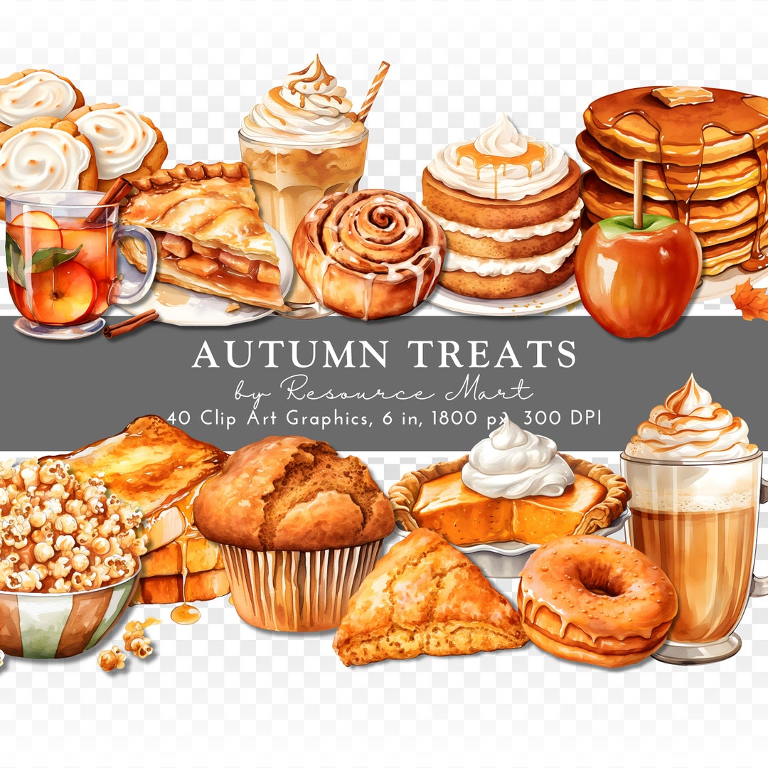 Fall Sweets Clip Art Transparent PNG, Autumn Thanksgiving Clipart ...