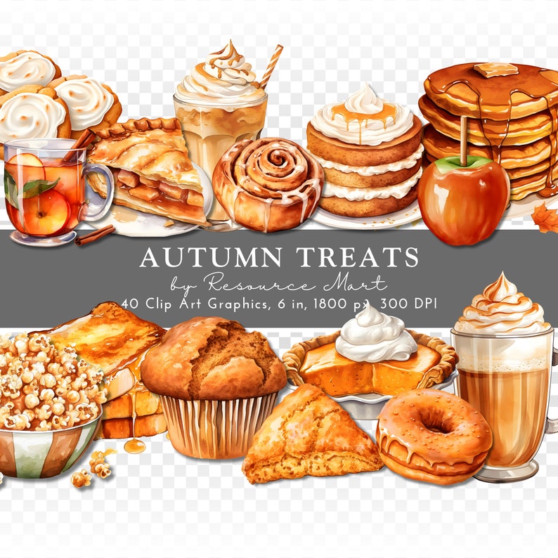 Fall Sweets Clip Art Transparent PNG, Autumn Thanksgiving Clipart ...