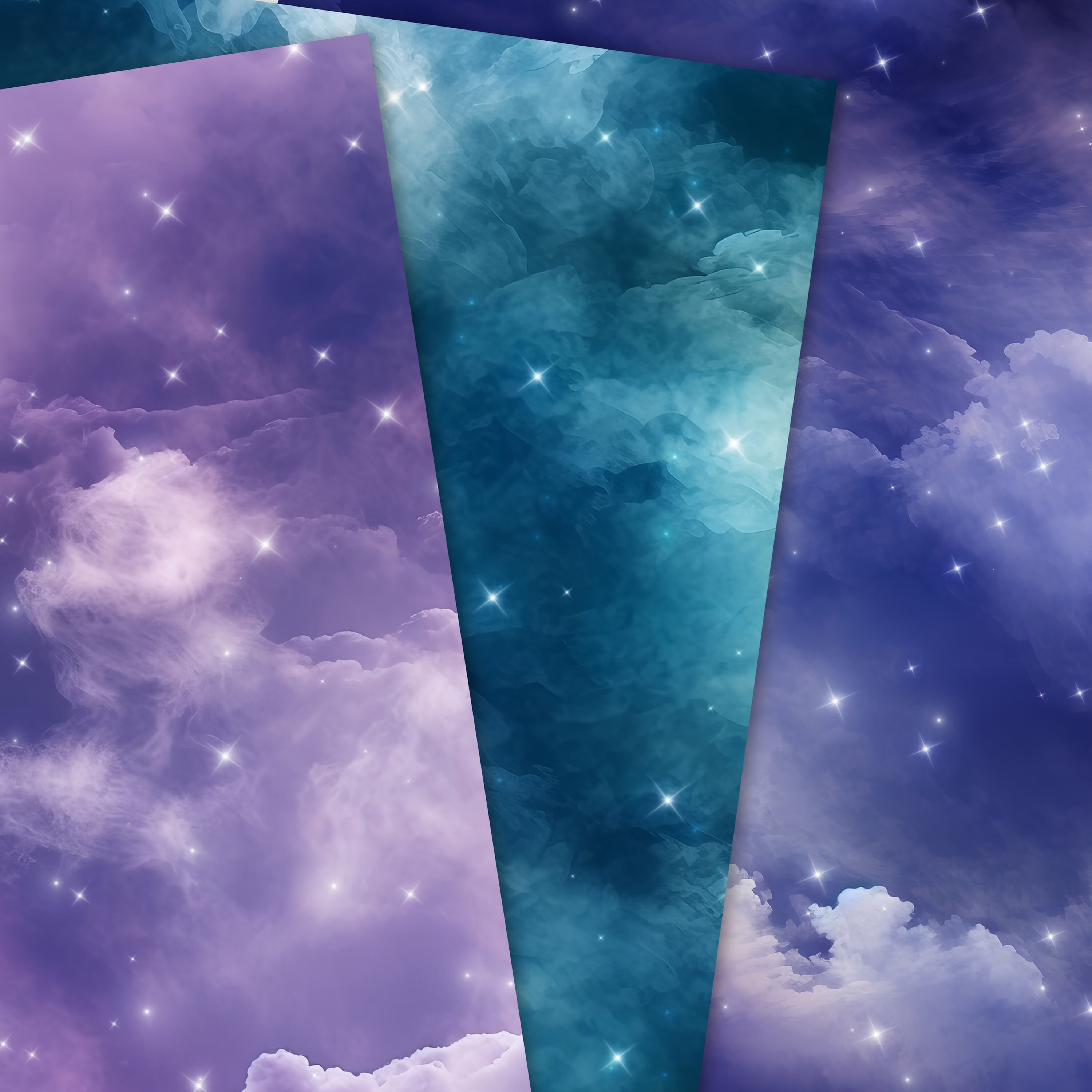 Watercolor Stardust Clouds Digital Paper Seamless Patterns - Etsy