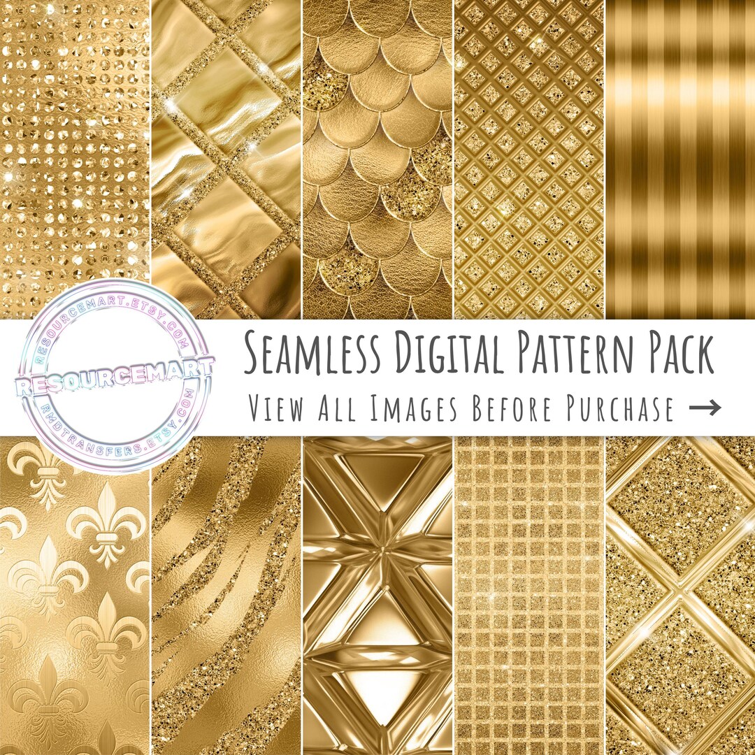 Luxury Glam Digital Paper, Gold Scrapbook Paper Printable Seamless ...