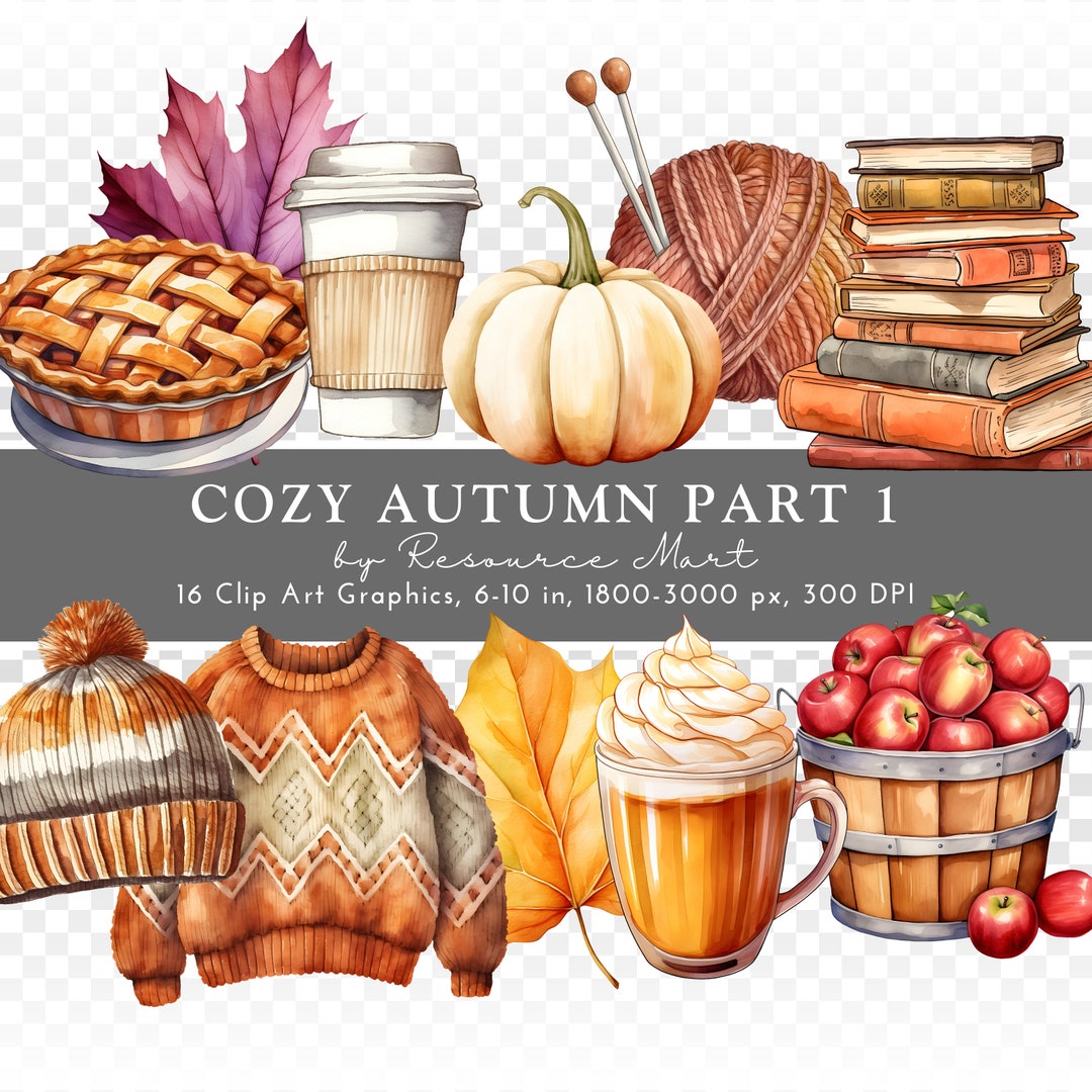 Cozy Fall Clip Art Transparent PNG, Autumn Thanksgiving Clipart ...