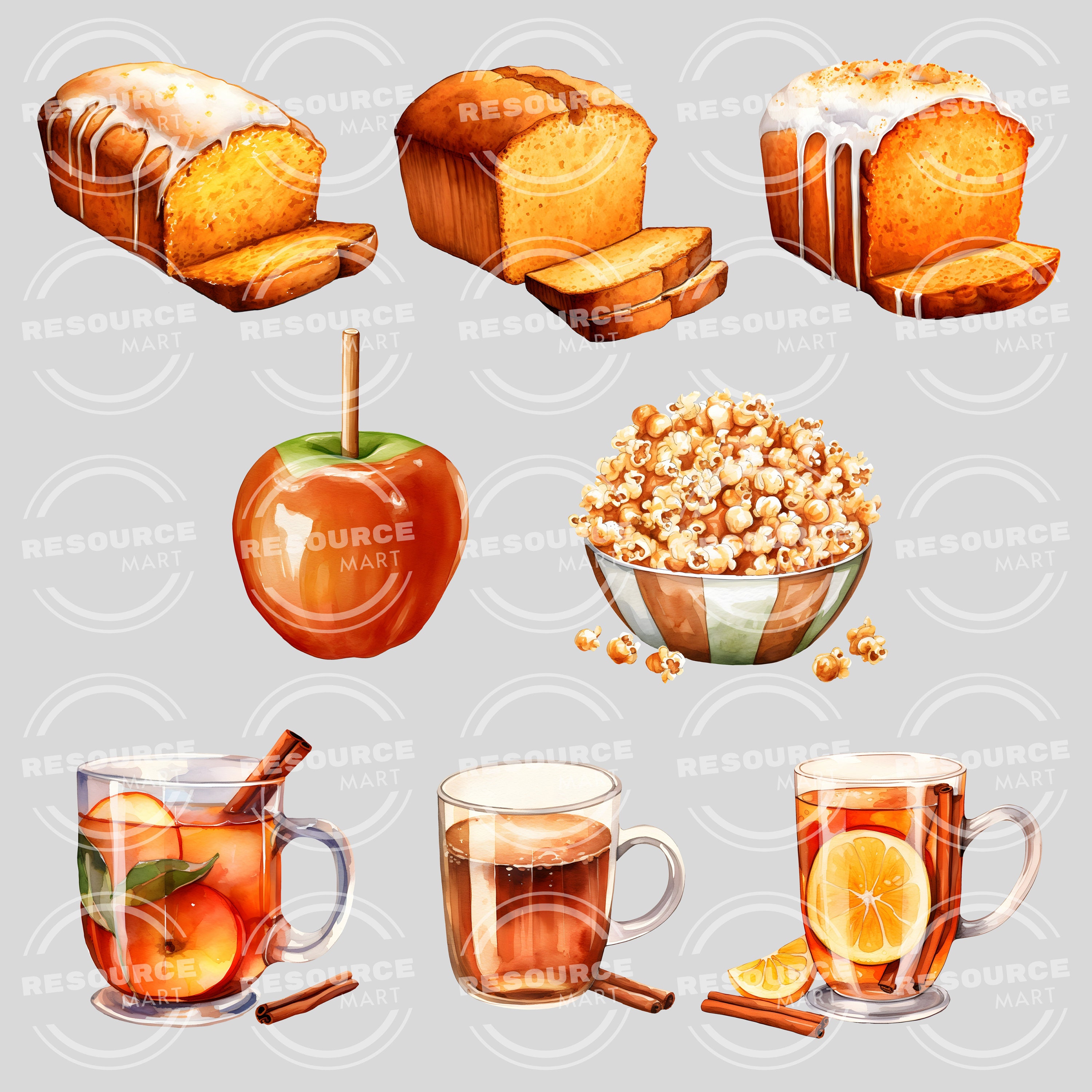 Fall Sweets Clip Art Transparent PNG, Autumn Thanksgiving Clipart ...