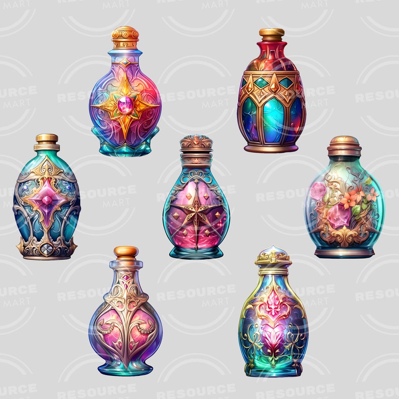 Magic Potion Clip Art, Halloween Witchy Clipart, Print on Demand ...