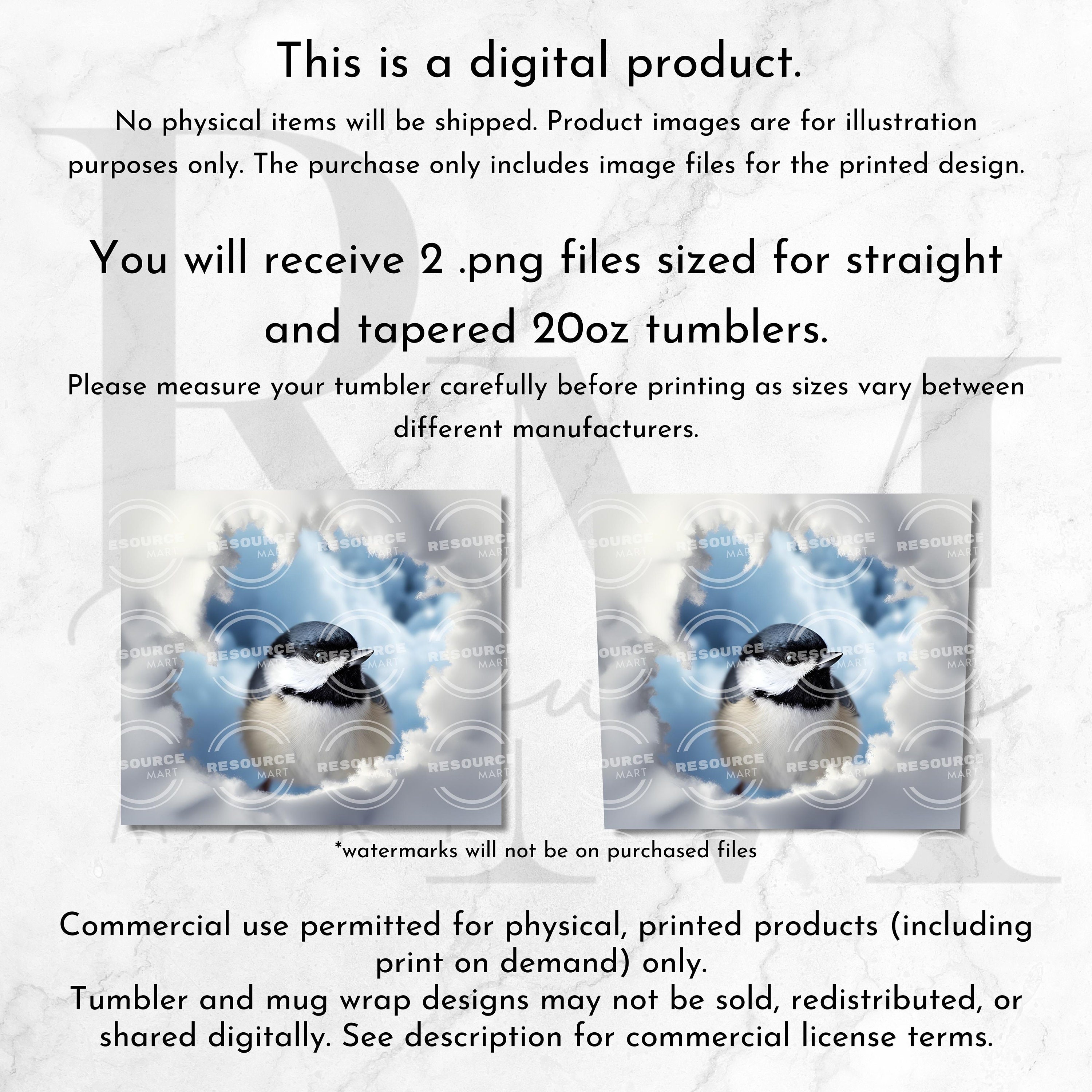 3D Winter Chickadee Tumbler Wrap PNG, 20 Oz Straight Tapered Snowy ...