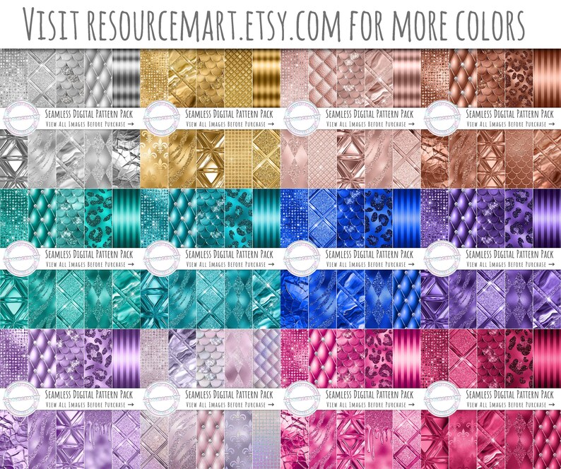 Luxury Glam Digital Paper, Royal Blue Scrapbook Journal Pages, Metallic ...