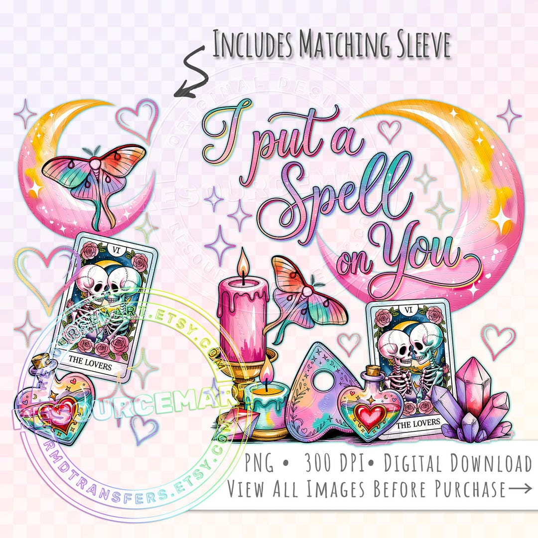 I Put A Spell on You PNG With Matching Sleeves, Pastel Goth Witchy ...