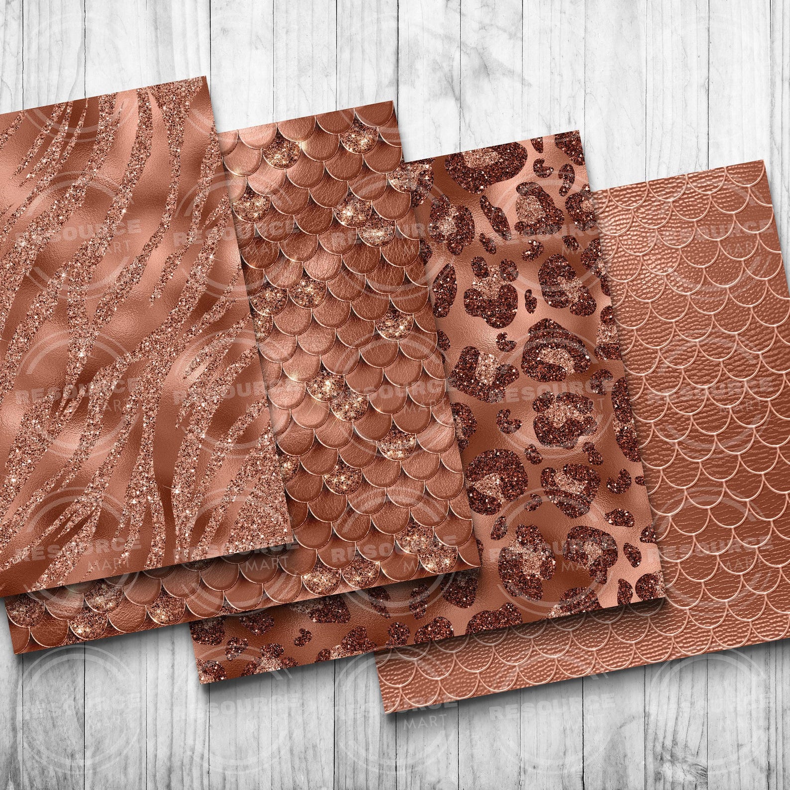 Luxury Glam Digital Paper, Copper Foil Printable Scrapbook Paper ...
