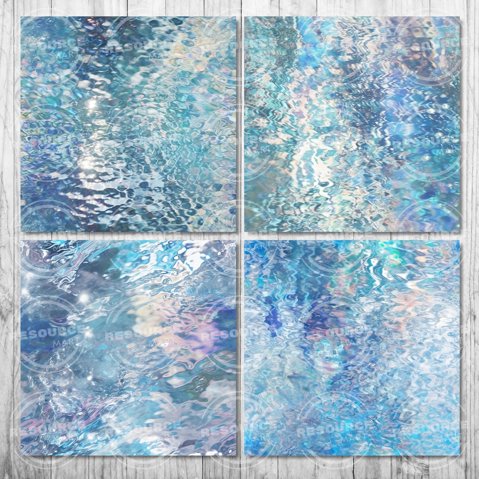 Shimmering Water Digital Paper, Iridescent Seamless Textures, Summer ...