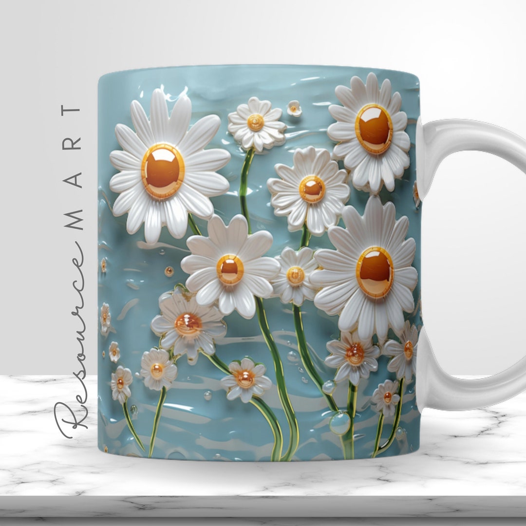 3D Glossy Ceramic Daisies Mug Wrap 11 Oz 12 Oz 15 Oz - Etsy