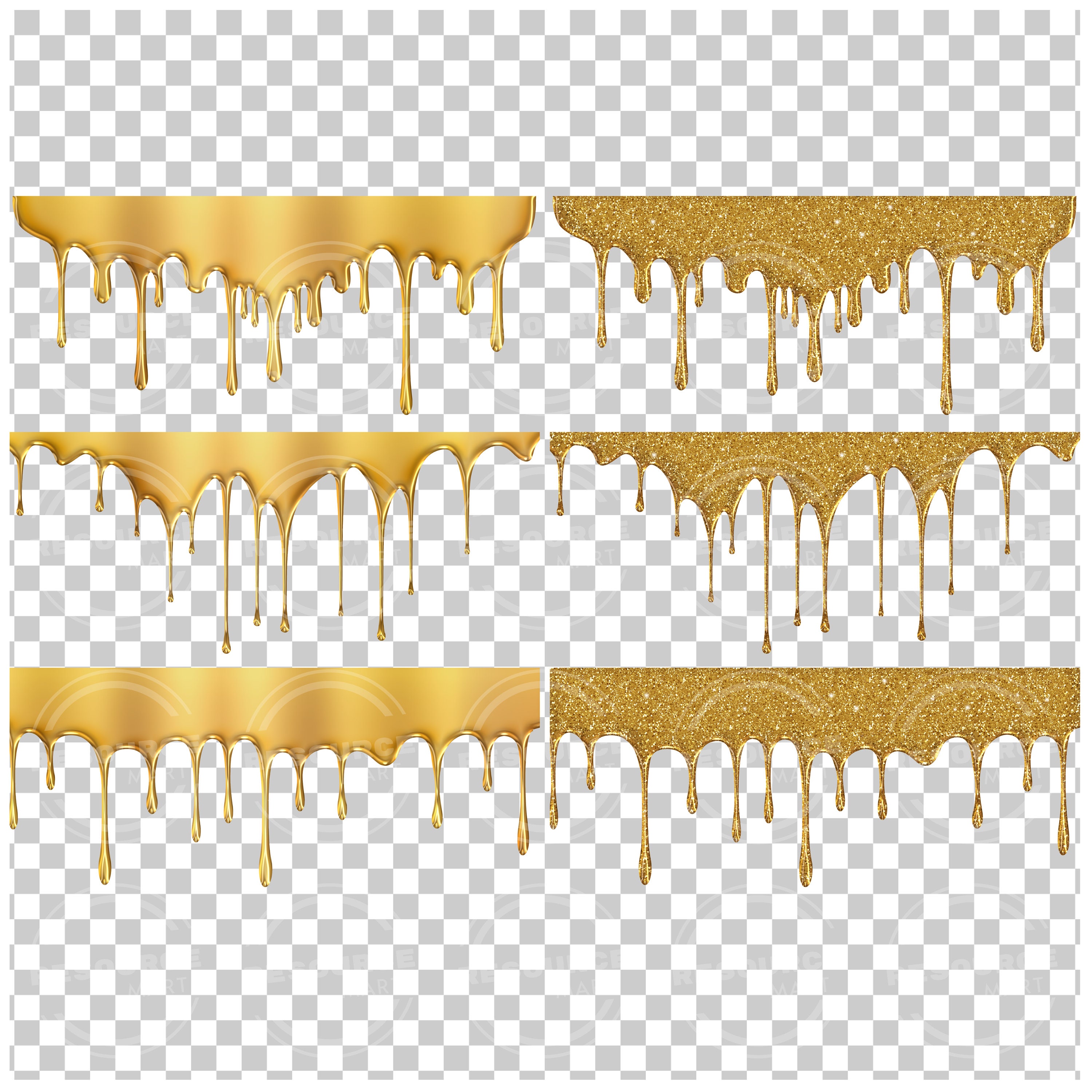 Gold Drip Clip Art, Metallic & Glittery Clip Art, Luxe Glam Borders ...