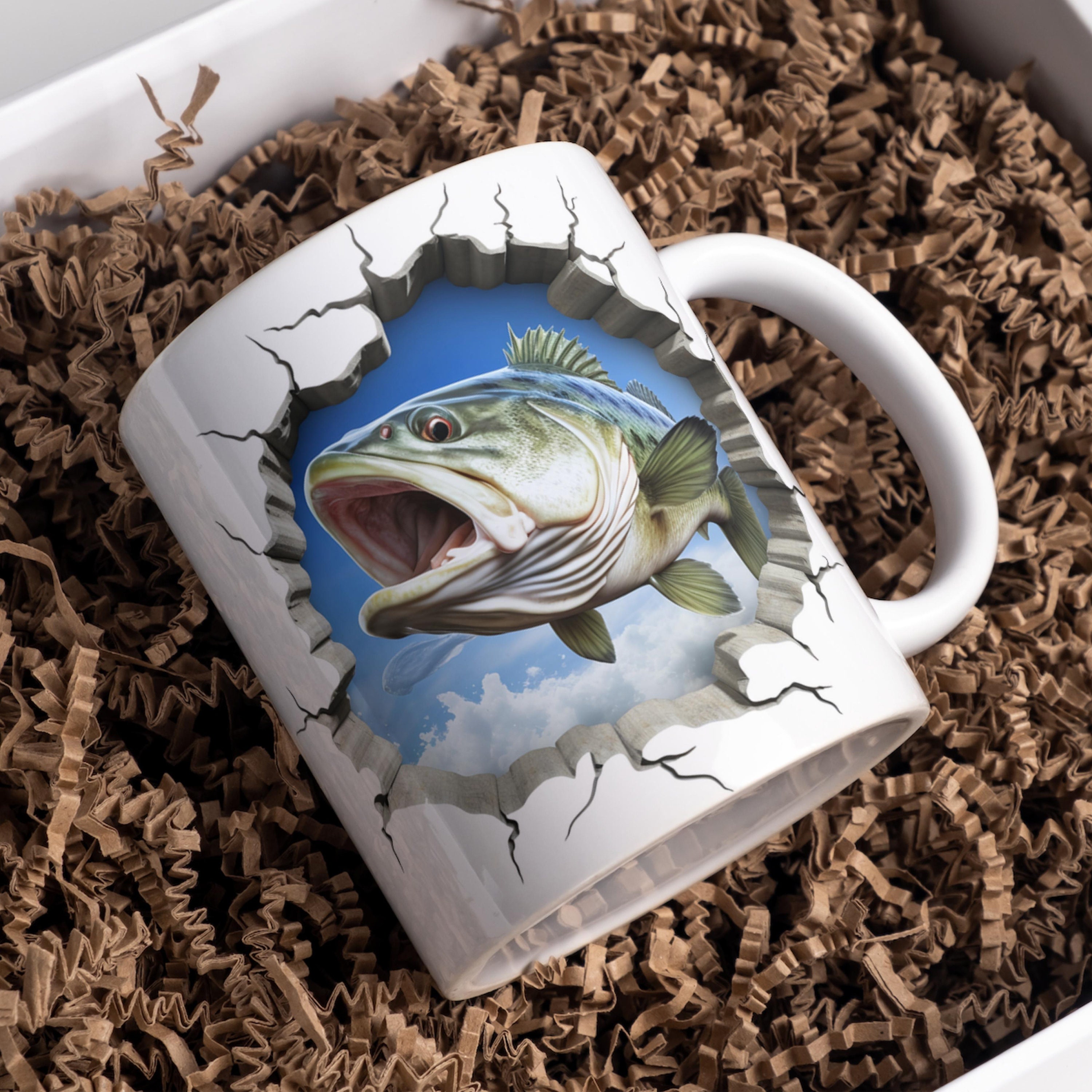 3D Largemouth Bass Mug Wrap, 11oz 12 Oz 15 Oz Mug Press Template ...