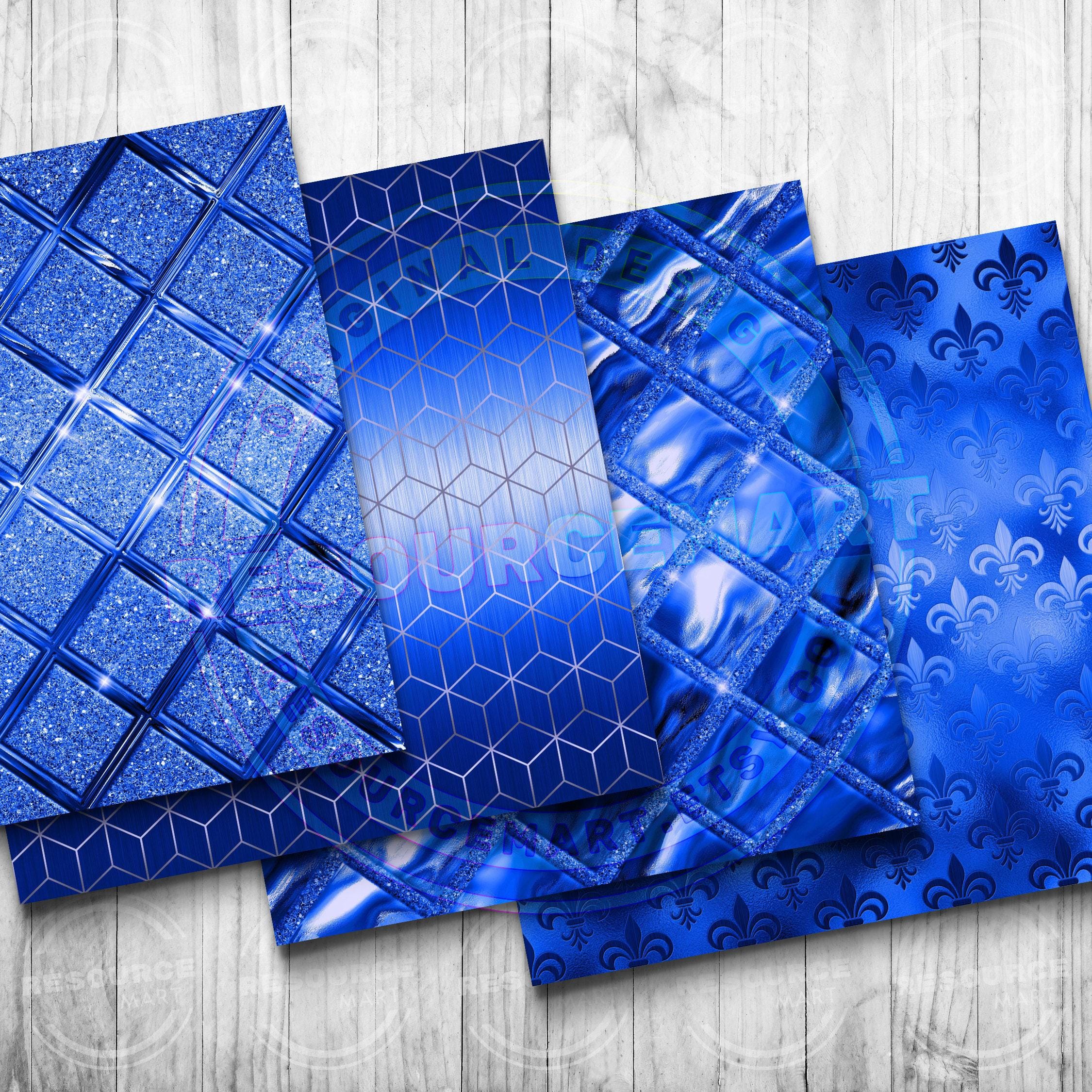 Luxury Glam Digital Paper, Royal Blue Scrapbook Journal Pages, Metallic ...