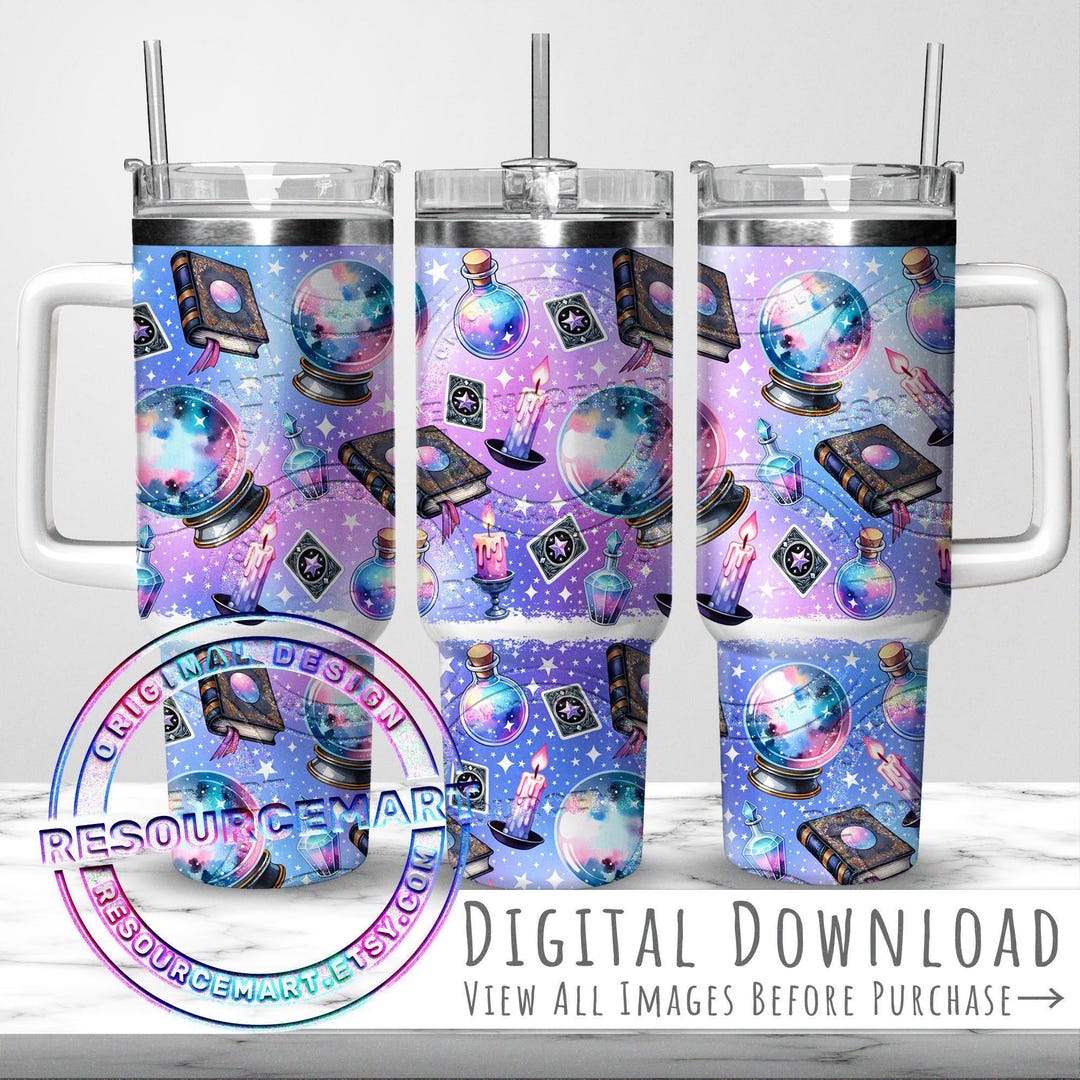 Witchy Pastel 40oz Tumbler Wrap Design, Pastel Witch Halloween 40 Oz ...