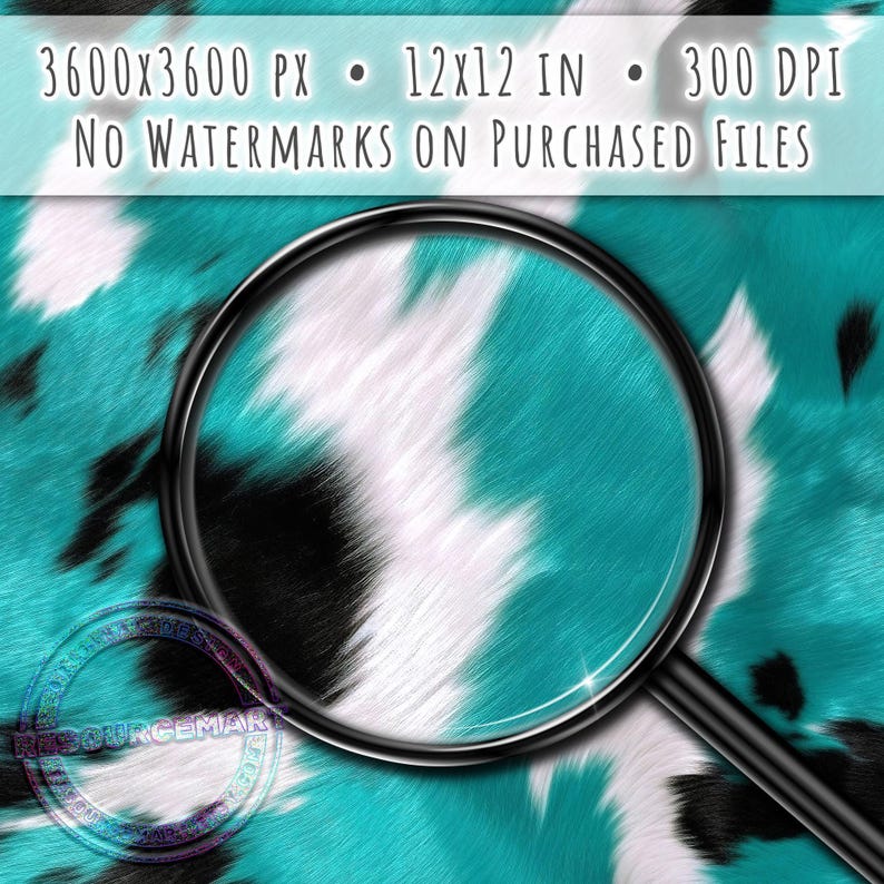 Seamless Turquoise Cowhide Digital Paper, Scrapbook Pages, Cow Print ...