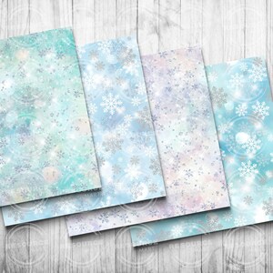 Glittery Pastel Snowflakes Winter Digital Paper, Seamless Printable ...