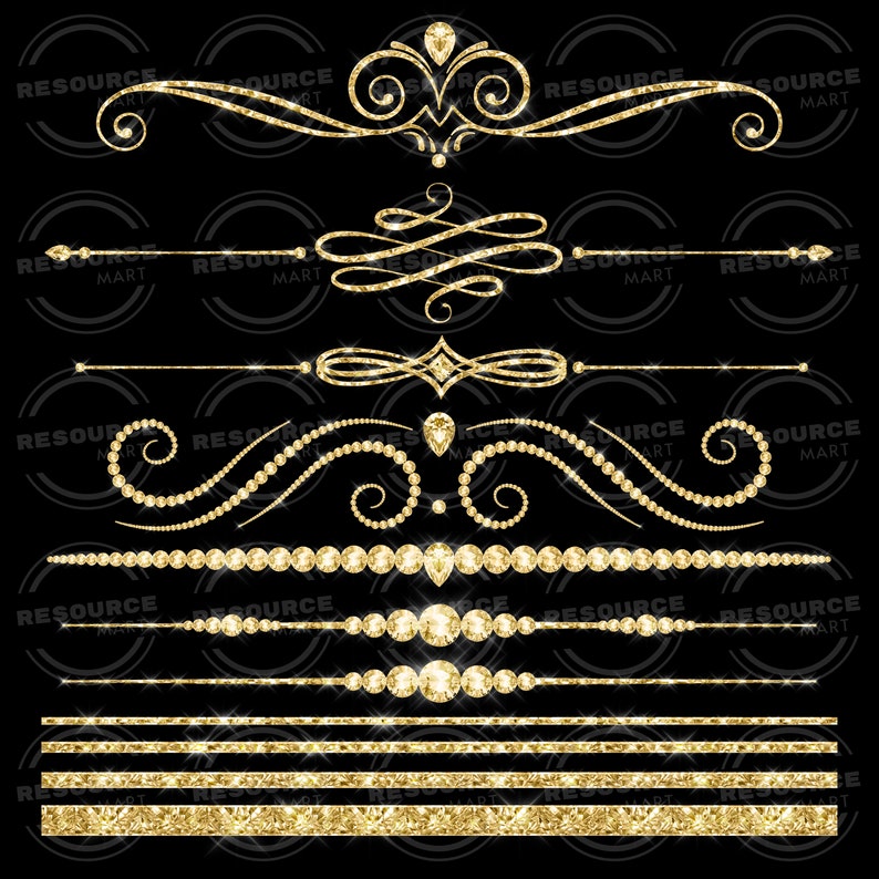 Gold Diamond Dividers Clipart Transparent PNG Luxe Luxury Glam Bling ...