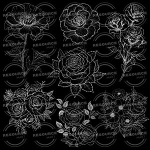 Silver Glitter Flowers Overlay Clipart Set, Chic Metallic Foil Clip Art ...