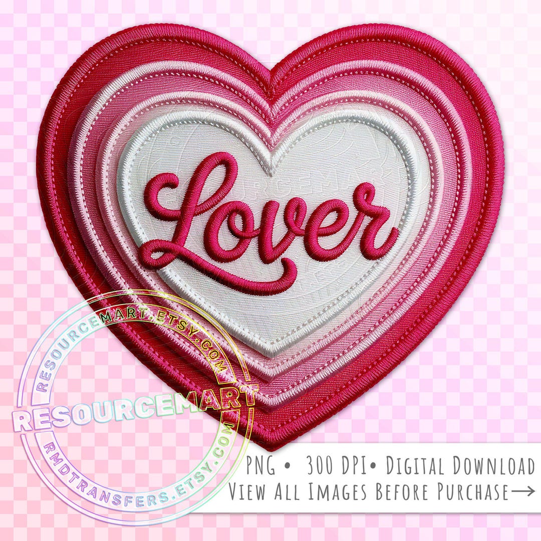 Faux Embroidered Lover Patch PNG, Valentine's Day 3D Heart Design ...