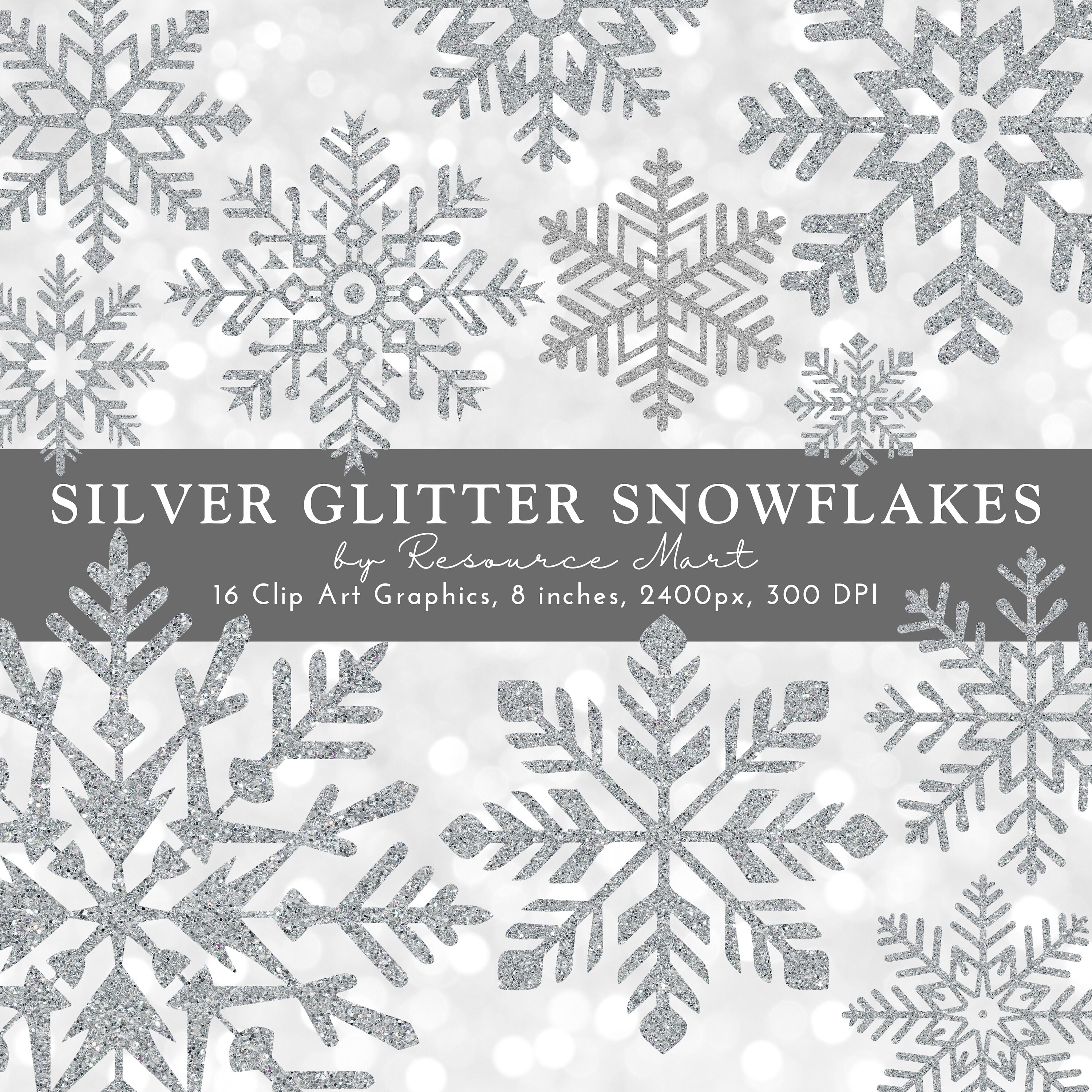 Silver Glitter Snowflake Clipart Transparent PNG, Winter Christmas Clip ...