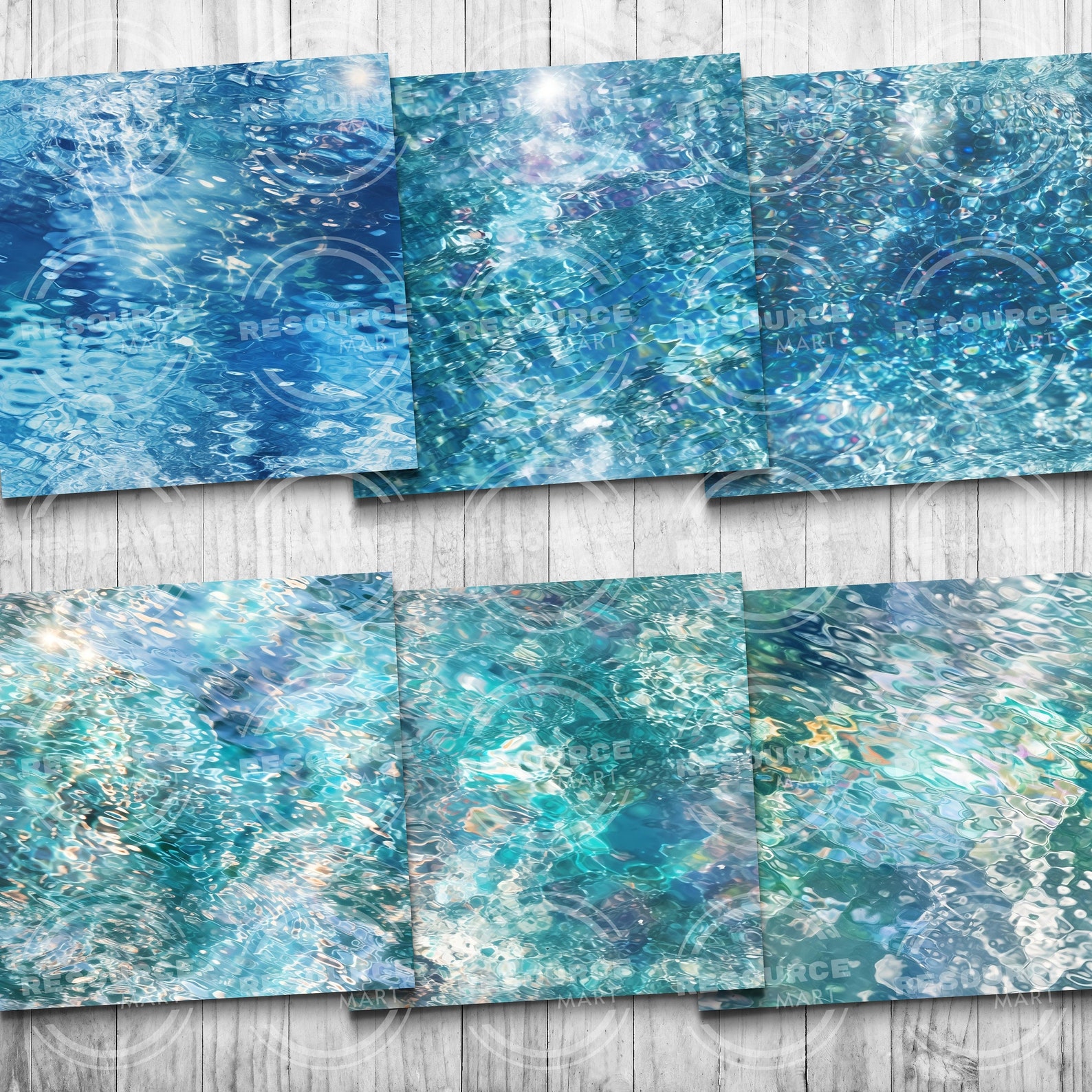 Shimmering Water Digital Paper, Iridescent Seamless Textures, Summer ...