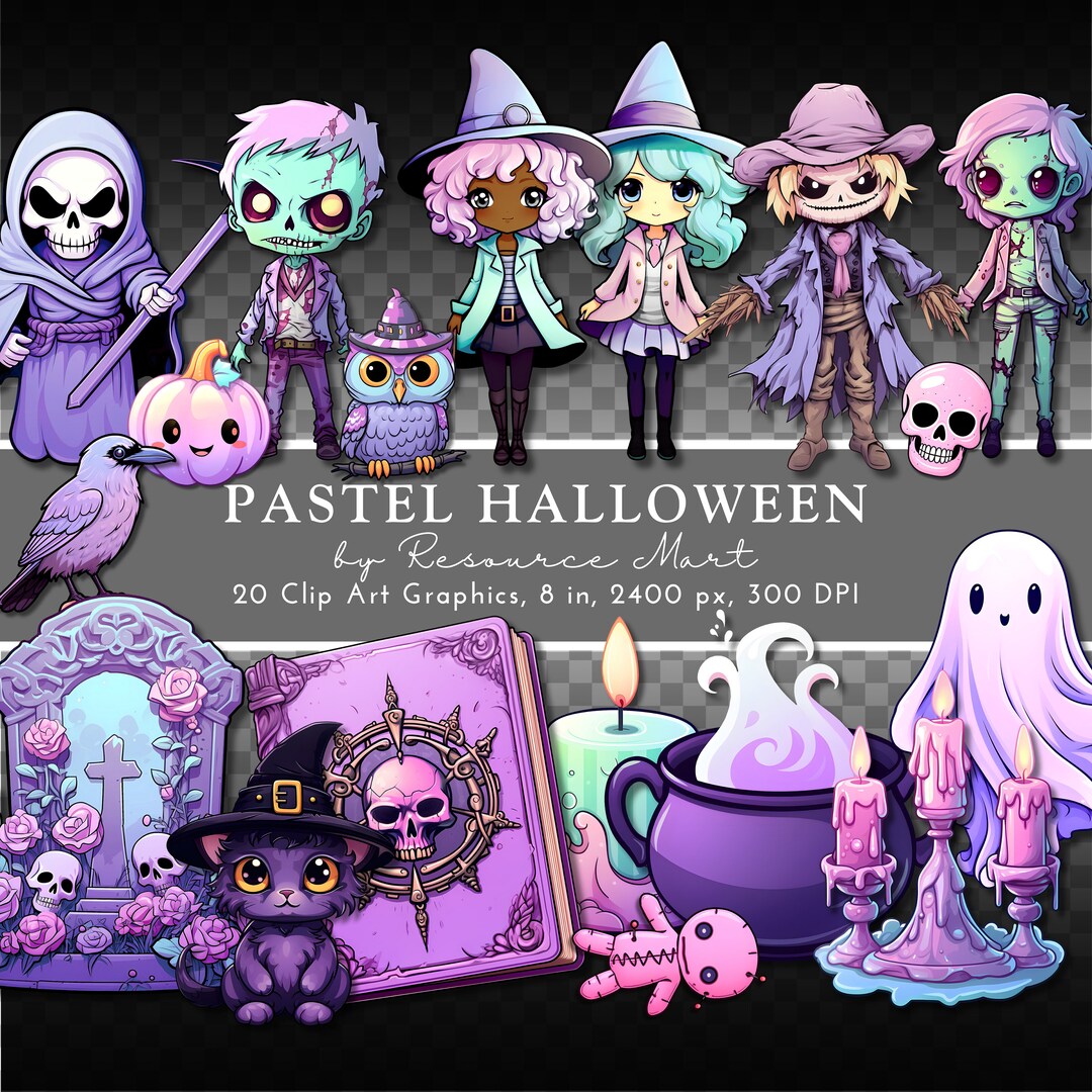 Pastel Halloween Clipart Transparent PNG, Pastel Goth Clip Art Cute ...