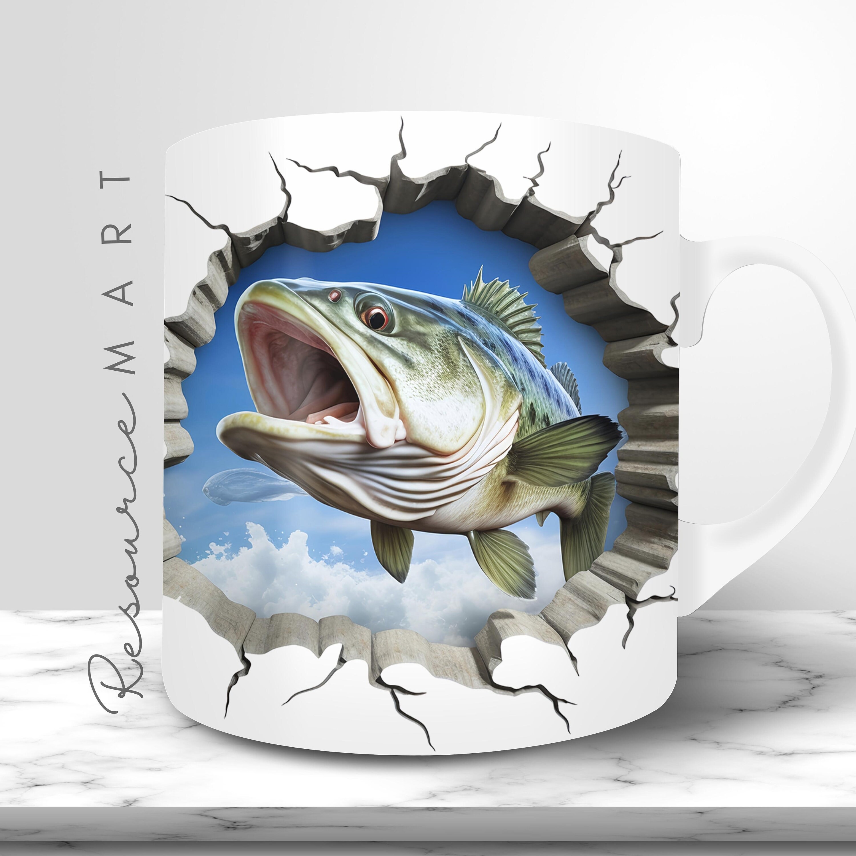 3D Largemouth Bass Mug Wrap, 11oz 12 Oz 15 Oz Mug Press Template ...