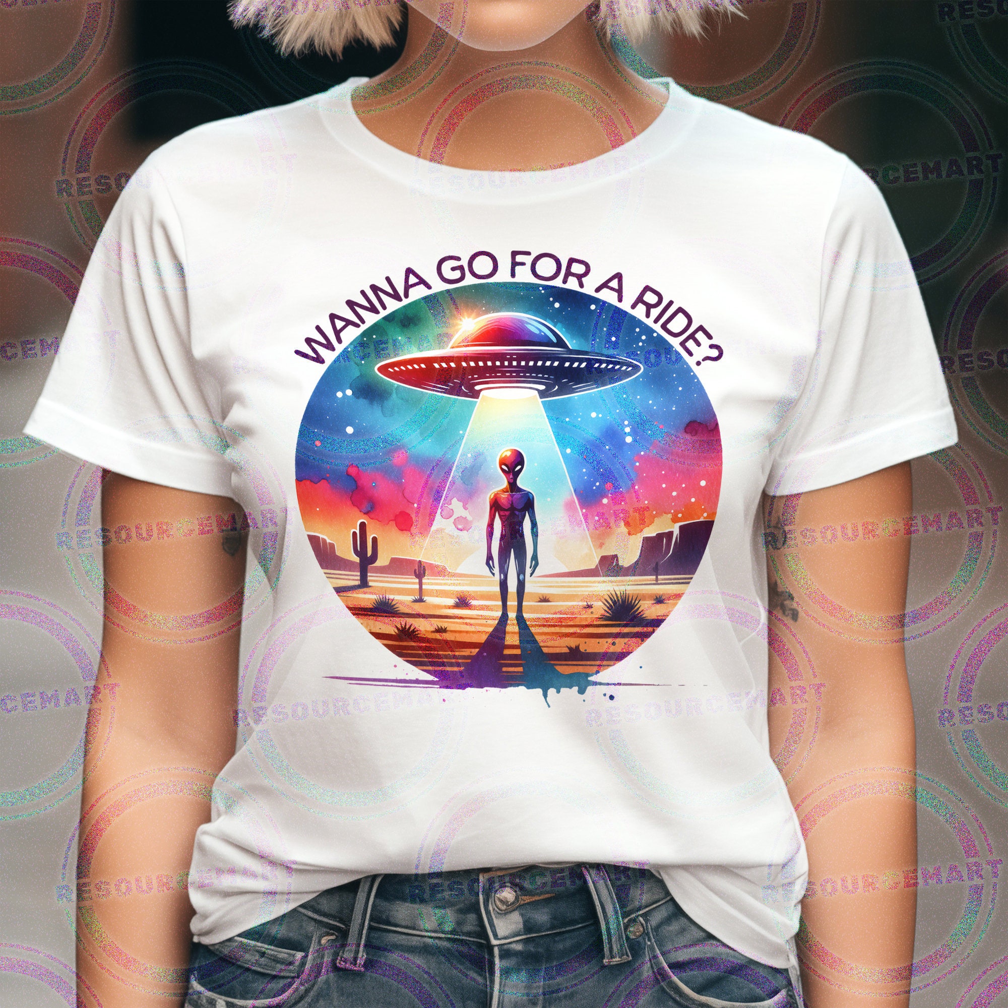 Alien UFO wanna Go for a Ride PNG Graphic File, Print on Demand Tote ...