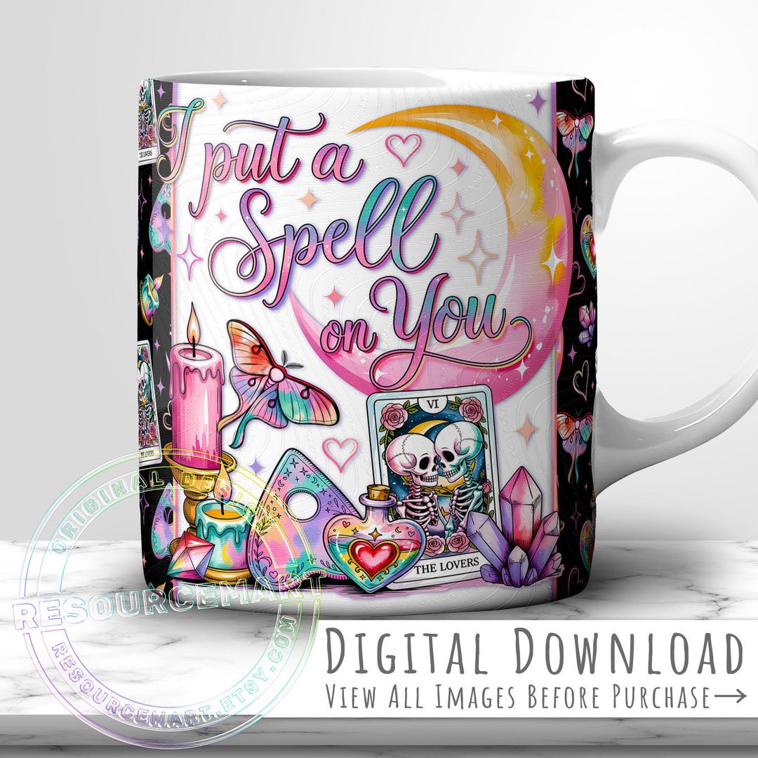 I Put A Spell on You Mug Wrap Design, Pastel Goth Witchy Valentine's ...